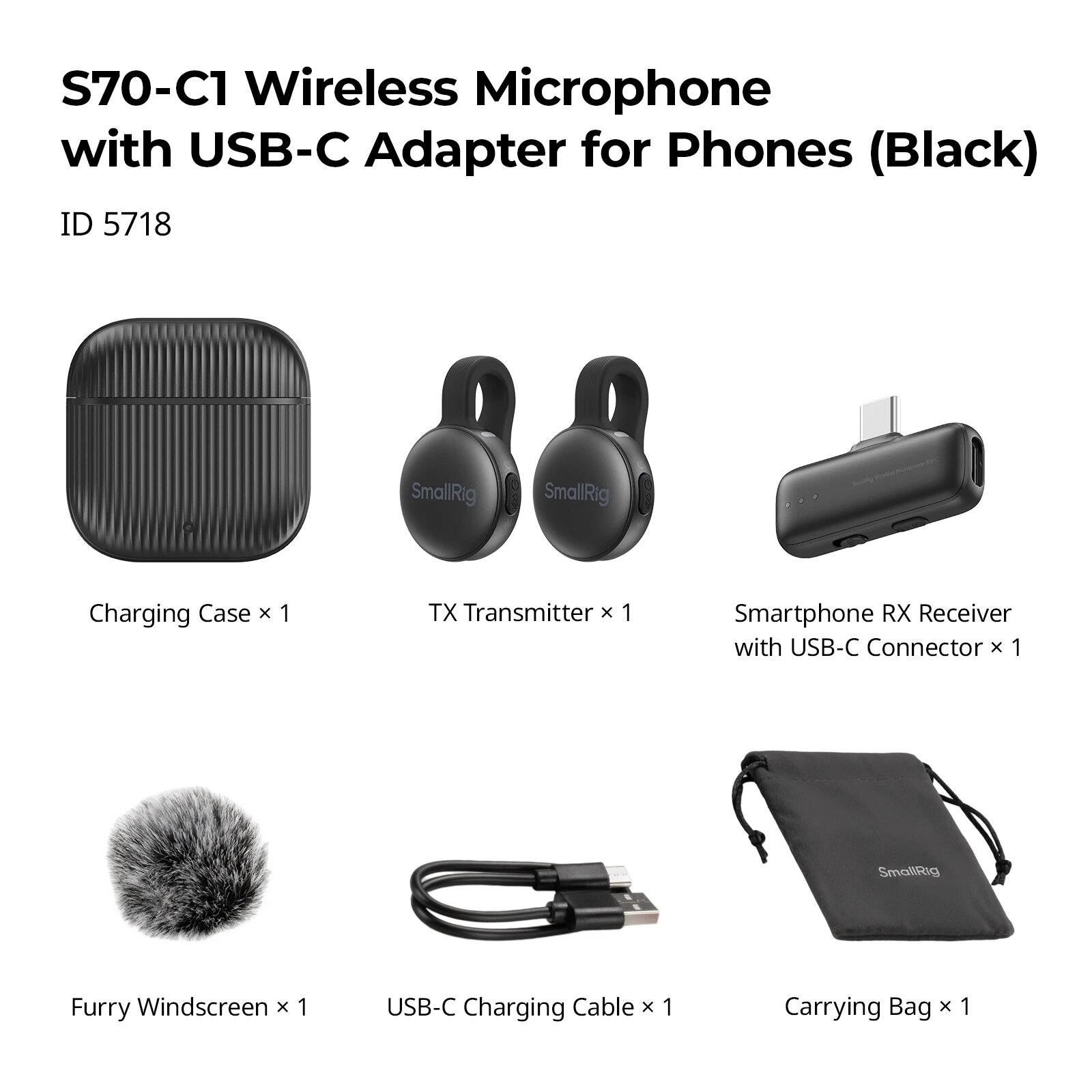 SmallRig S70-C1 беспроводной микрофон черный Black 5718
