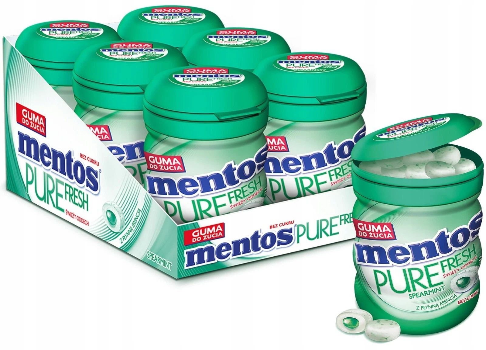 Жевательная резинка Mentos Pure Fresh со вкусом перечной мяты, без сахара 6х60 г - 8003440988190