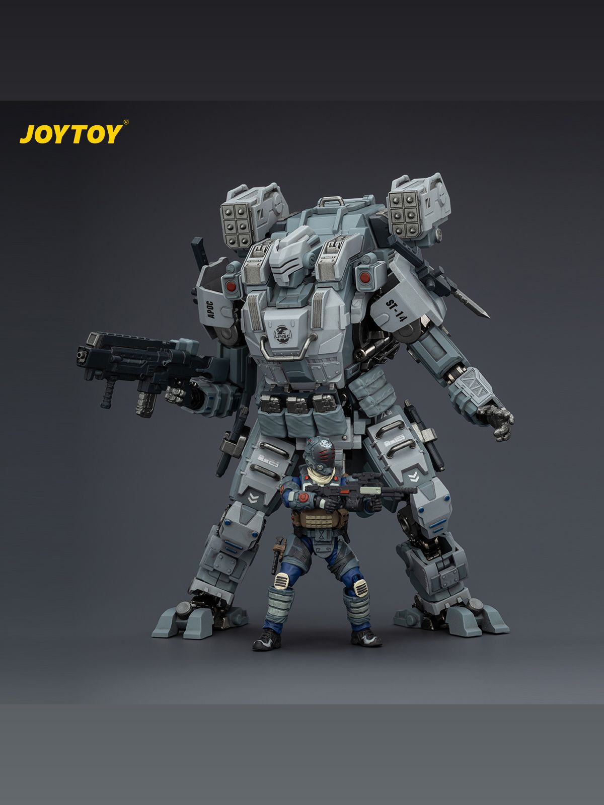 JOYTOY Dark Source APOC Series Sky Tempest Fire Strike Mech ST-8614 + UNSC Breacher Benjamin, коллекционная модель 1/18, JT03400_JT02427
