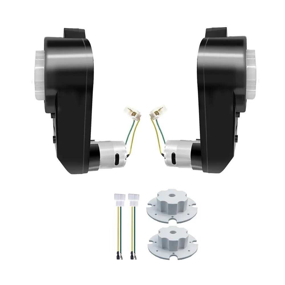 Мотор-редуктор RS555 24V, 35000 RPM, высокоскоростной с металлической центральной шестерней для детского электромобиля, комплект 2 шт. "Ремкомплект" / адаптер