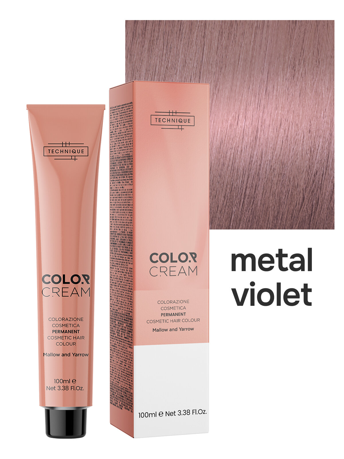 Крем - краска для тонирования волос профессиональная Technique Color Cream Permanent Cosmetic Hair Colour Metal Color Тонер Фиолетовый, 100 мл