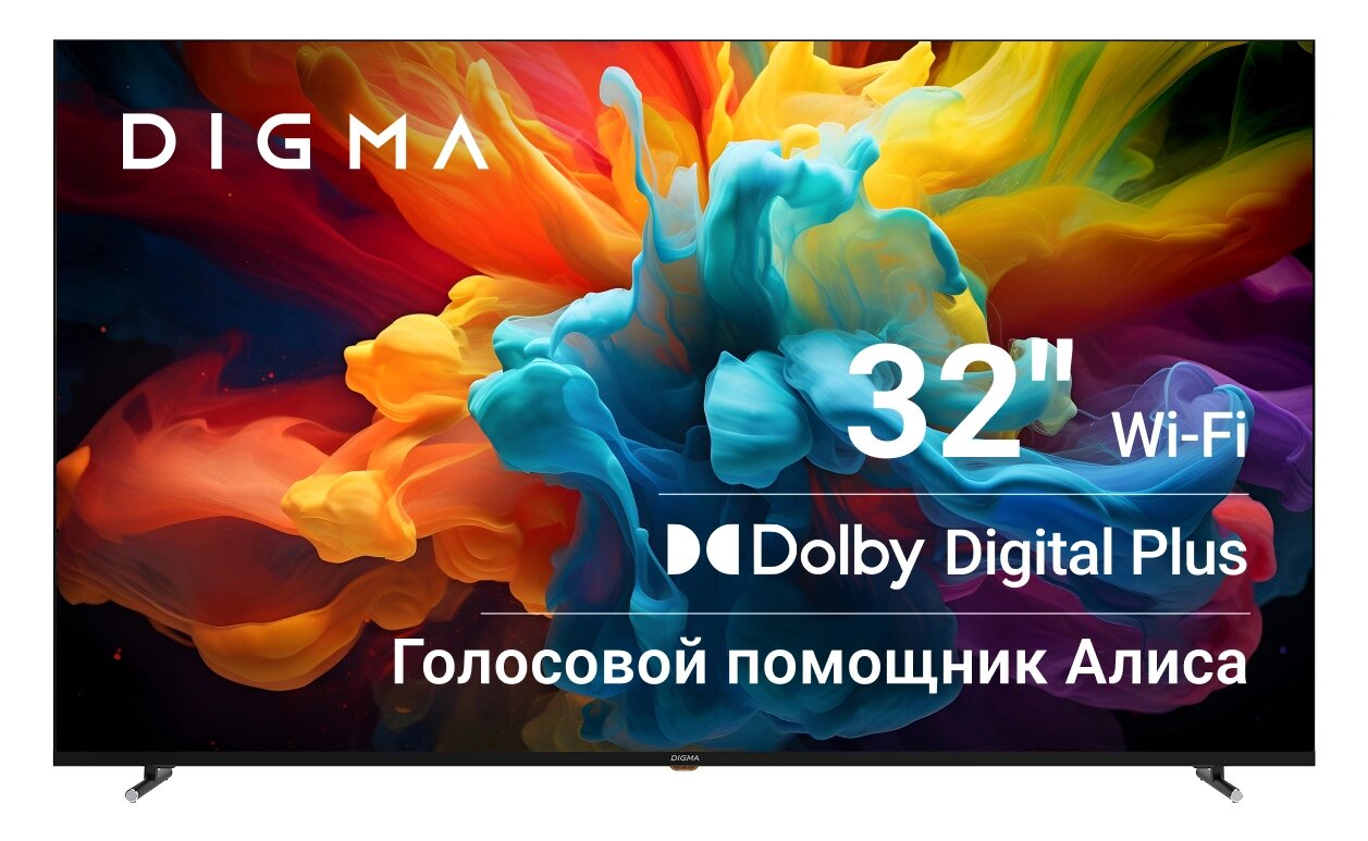 Телевизор LED Digma 32 DM-LED32SBB32 Яндекс. ТВ Frameless Metal черный/черный HD 60Hz DVB-T DVB-T2 DV