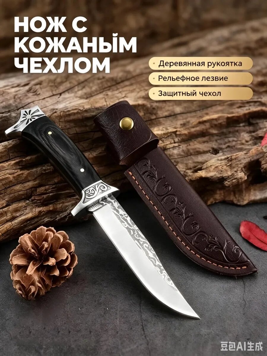 Профессиональный Прямой Походный Нож, Высокая Твердость, Кож
