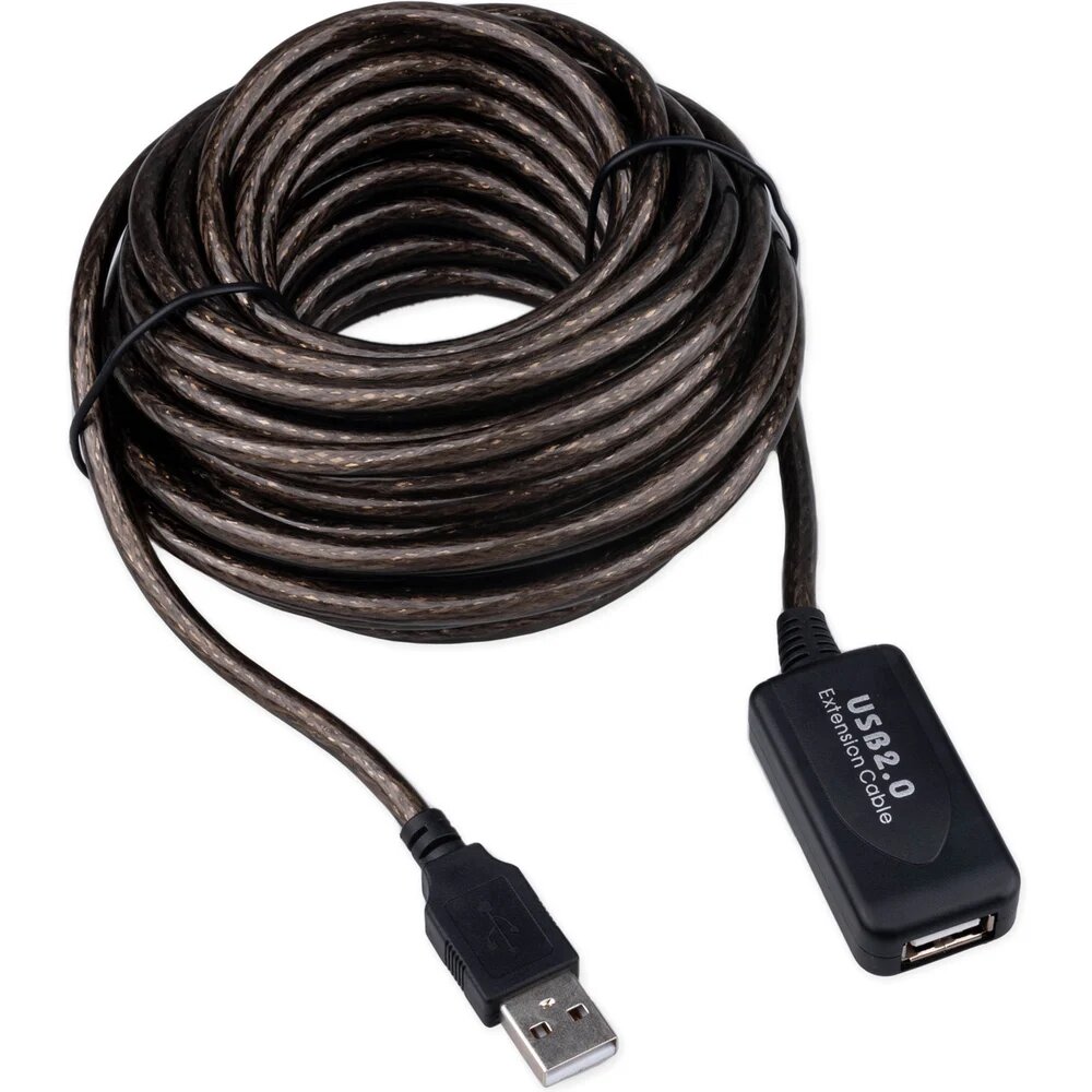 Кабель-удлинитель Cablexpert USB2.0 активный, AM/AF, медь двойн. экран, 10м, черн, блистер UAE-01-10M, устройства