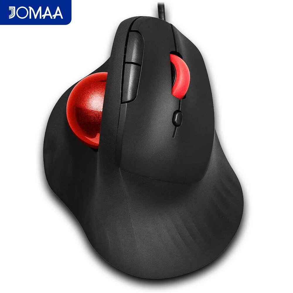 JOMAA вертикальная мышь-трекбол черная с красным шаром
