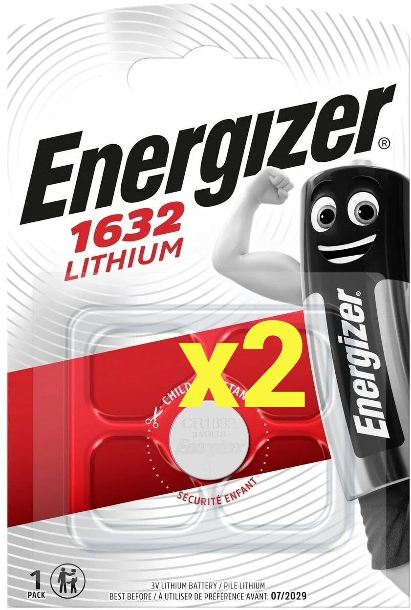 Батарейки литиевые Energizer, CR1632 1BLx2, 3В, (2) блистера по 1 шт.