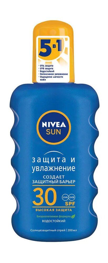 NIVEA Спрей для тела защита и увлажнение SPF 30 солнцезащитный, 200 мл