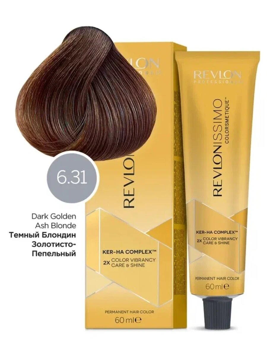 Краска для волос Revlon Professional Revlonissimo Colorsmetique Care & Shine перманентная, тон 6.31