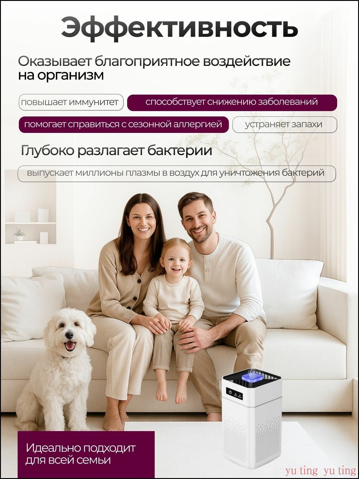 Очиститель воздуха---Фильтр очистителя воздуха с ионизацией для стерилизации и удаления формальдегида — фото 1
