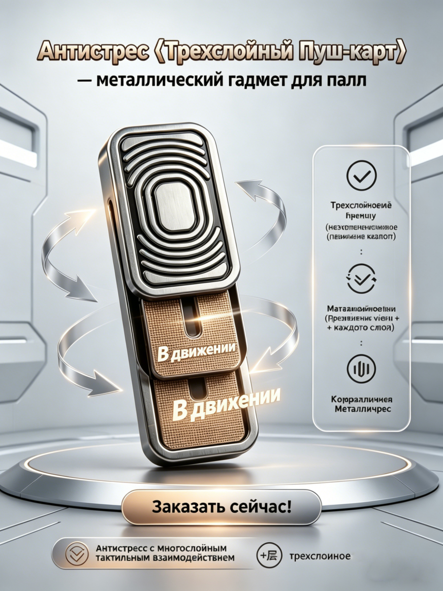 Металлический гироскоп на кончике пальца edc push brand трехслойная звуковая волна магнитная декомпрессионная игрушка pop coin