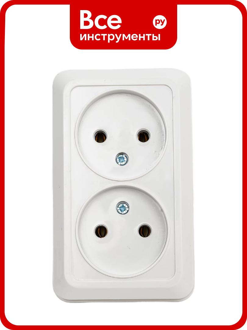 Двойная розетка IN HOME BOLLETO белая накладная 7102 4680005959822