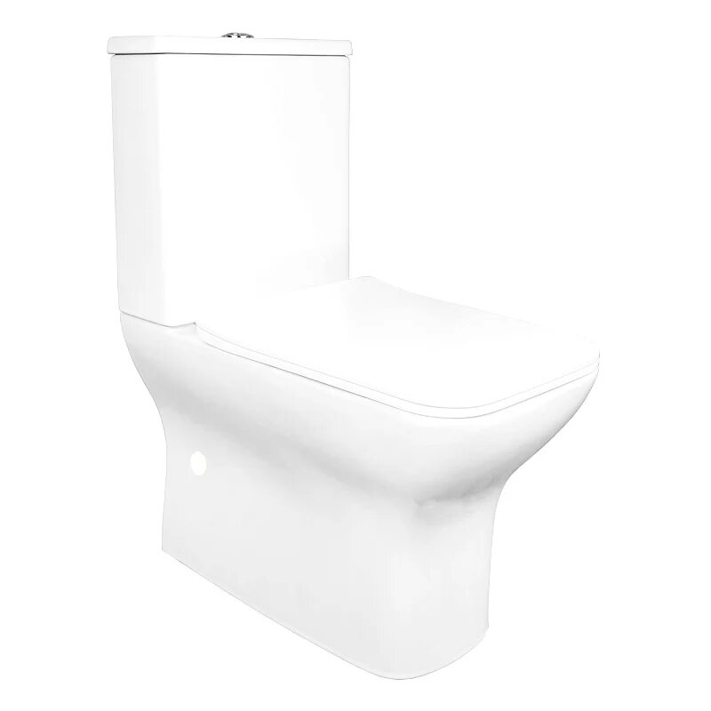 Унитаз-компакт напольный AZARIO Fresco AZ-8302 с микролифтом, безободковый, антивсплеск, фаянсовый, белый, глянцевый, прямоугольный, с нижним подводом, сиденье для унитаза в комплекте