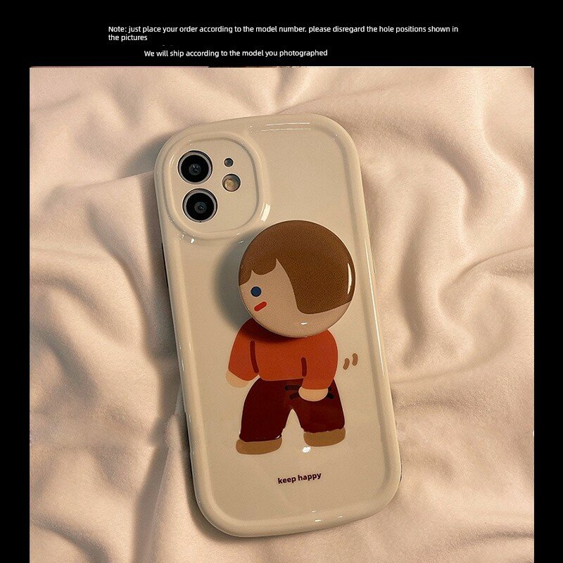 Чехол для iPhone 7 Plus с глянцевой поверхностью 'Толстушка' - белый, стойка с аватаром женского образа