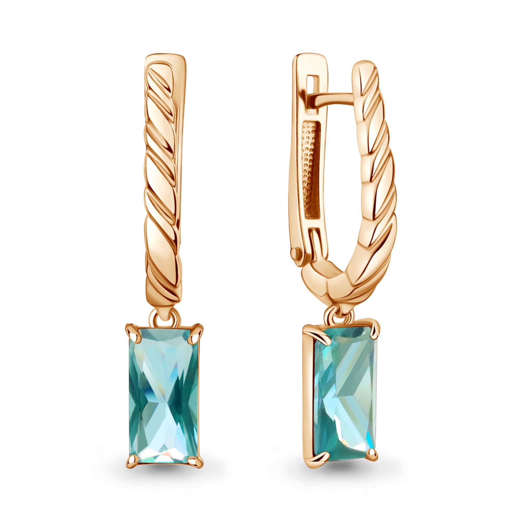 Серьги, серебро, 925 проба, золочение, турмалин