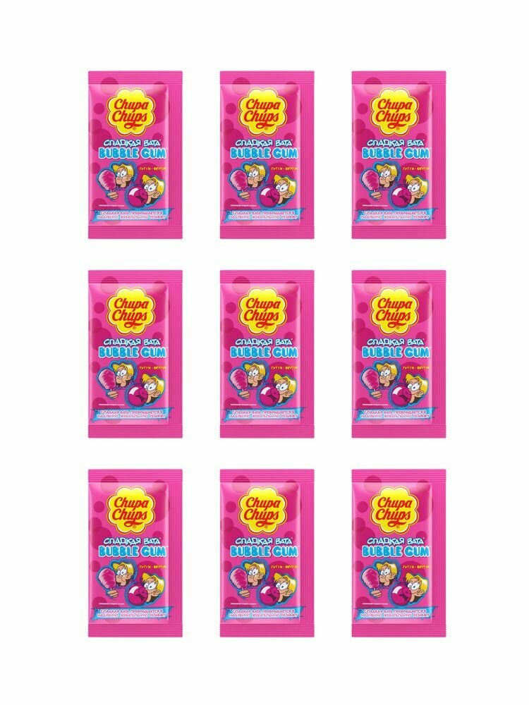 Chupa Chups Жевательная резинка "Сладкая вата тутти-фрутти", 11 г, 9 шт