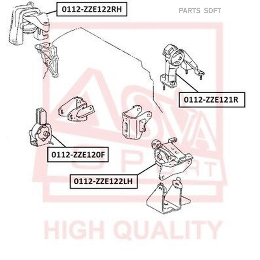 Подушка двигателя левая от официального дистрибьютора, ASVA, артикул 0112ZZE122LH