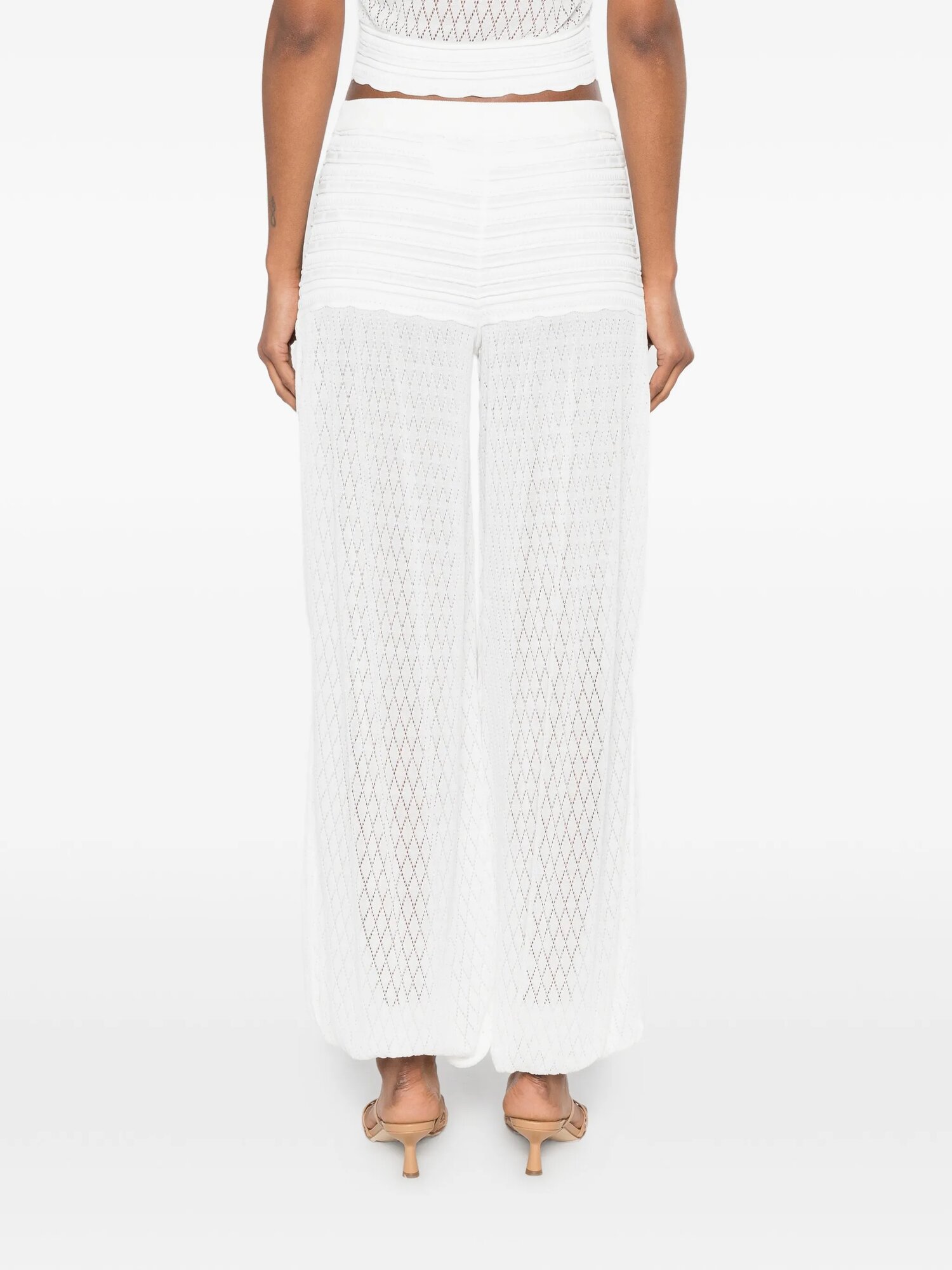 Брюки Retrofete Devyn pointelle-knit trousers, размер XS, white — фото 1