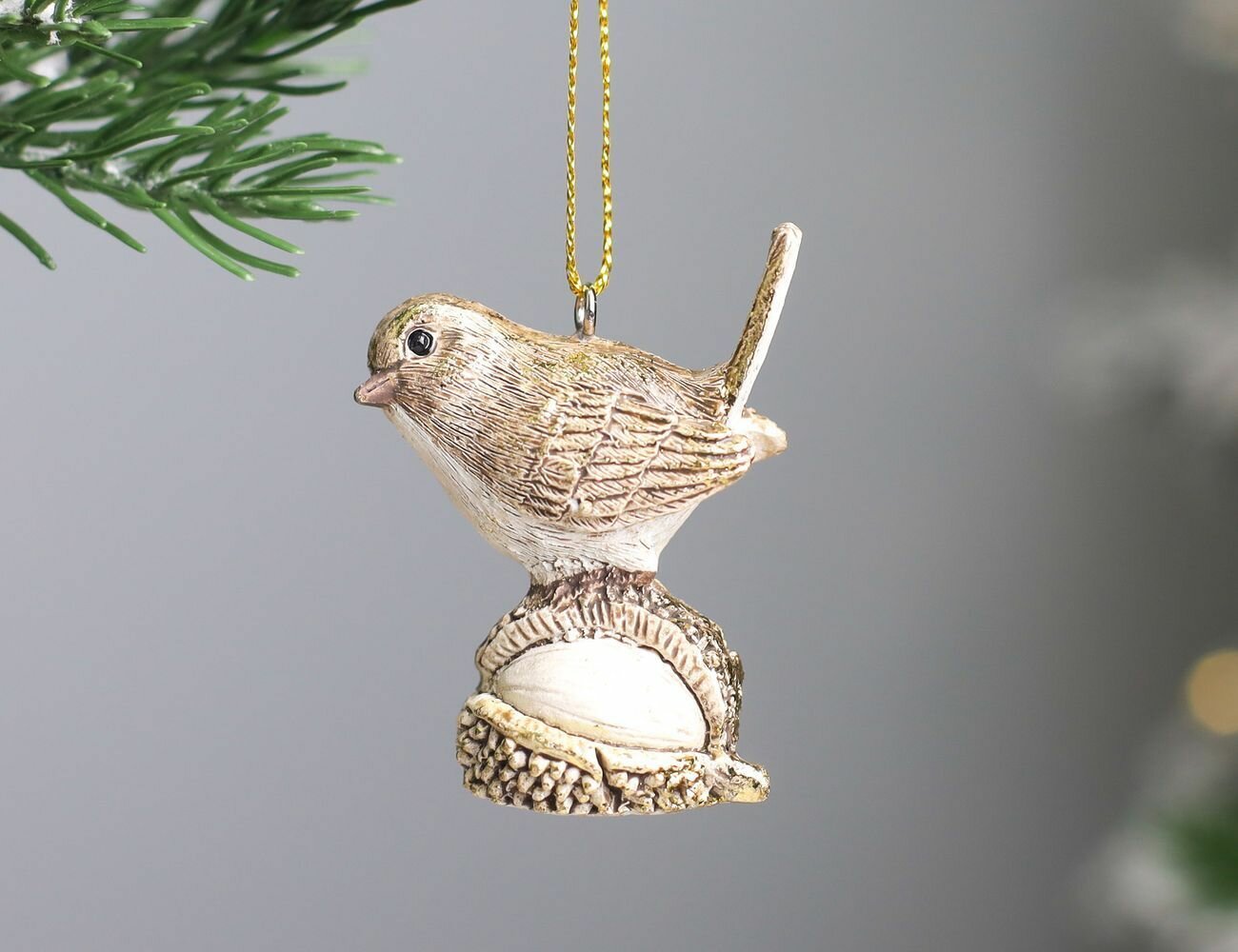 Ёлочная игрушка воробышек на каштане, полистоун, 6 см, Эдельман (Edelman) 1180774-3