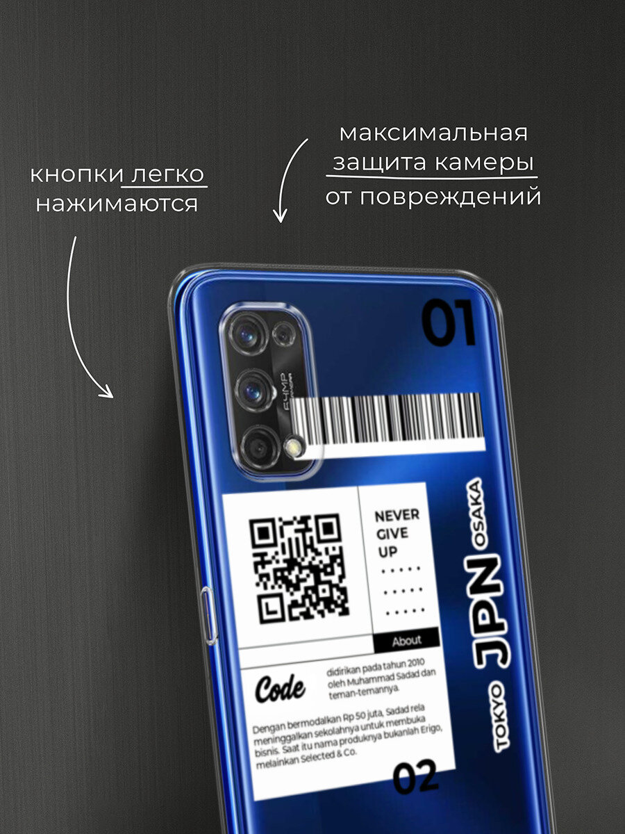 Чехол на Realme 7 Pro / Реалми 7 Про с принтом "JPN", прозрачный — фото 1