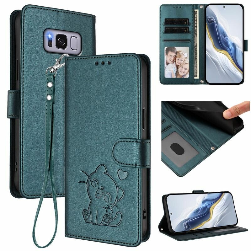 Чехол книжка для Самсунг галакси S8 Plus и S8+ и G955 ( Samsung Galaxy S8 Plus и S8+ и G955 ) кожаный с магнитной застежкой, с функцией подставки, коротким шнурком
