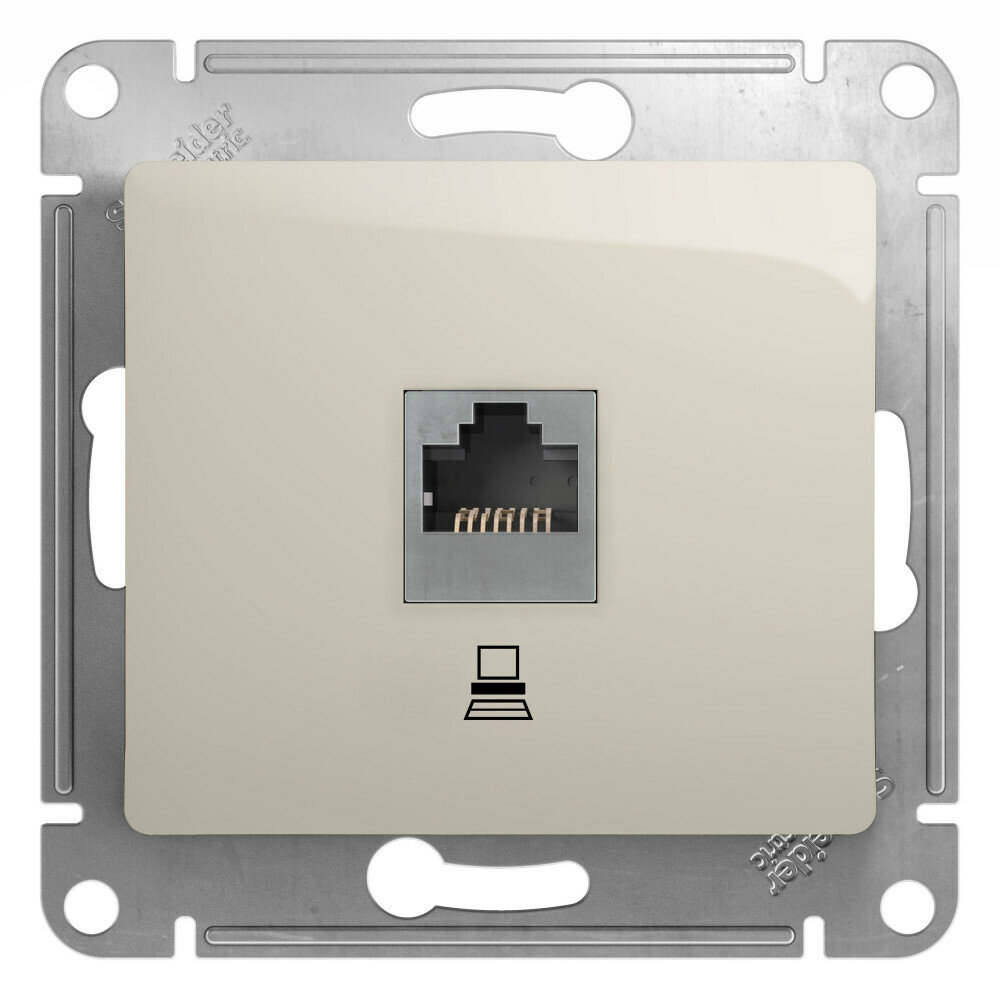 Glossa розетка компьютерная rj45 кат.5e механизм молочный