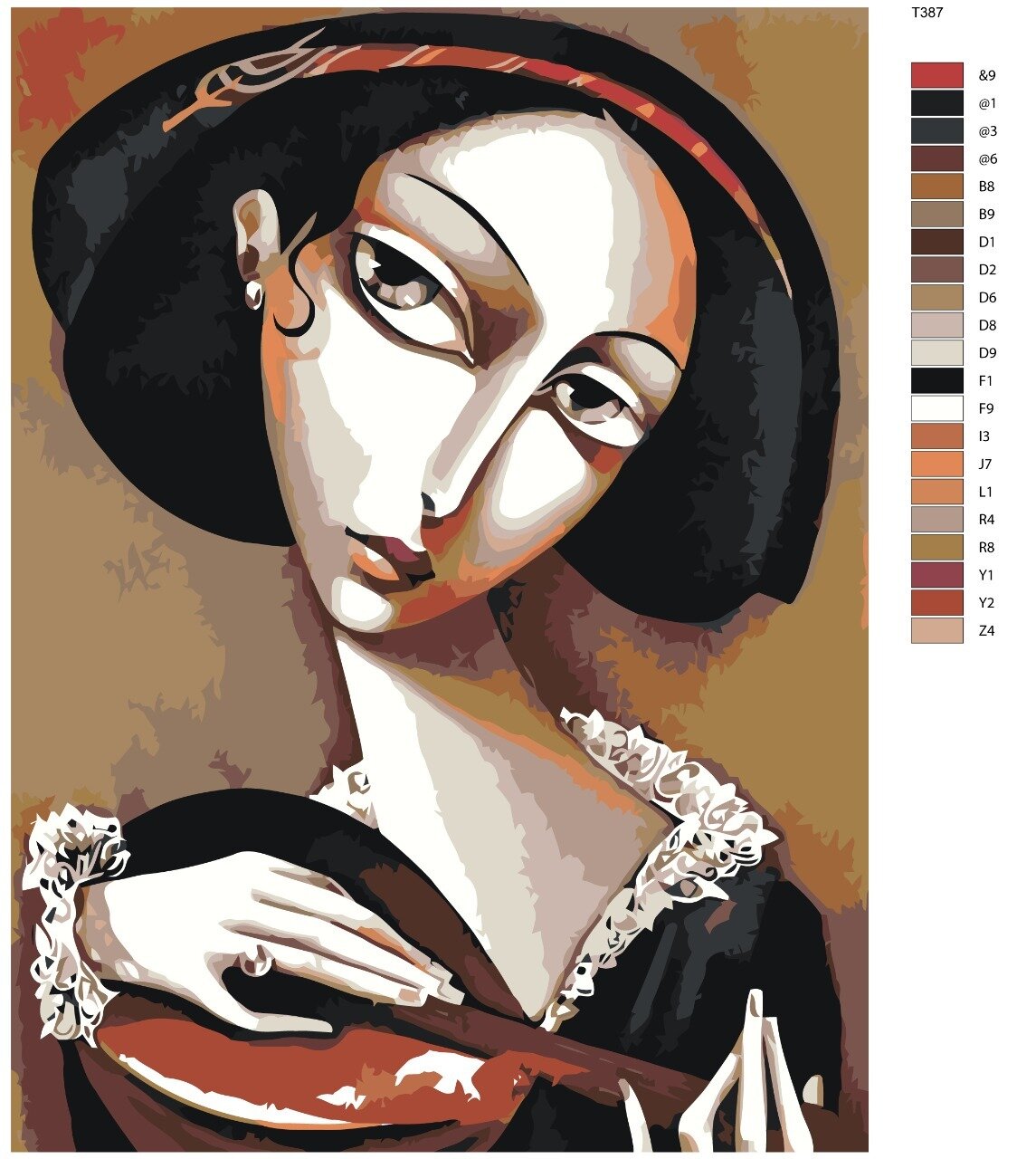 Картина по номерам Т387 "кубизм играющей женщины" 40x50