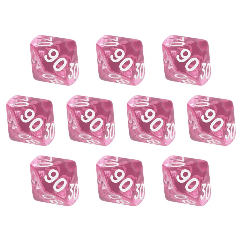 T&G dice кубики D10 (00-90), 10 шт, прозрачные Розовый, Pink