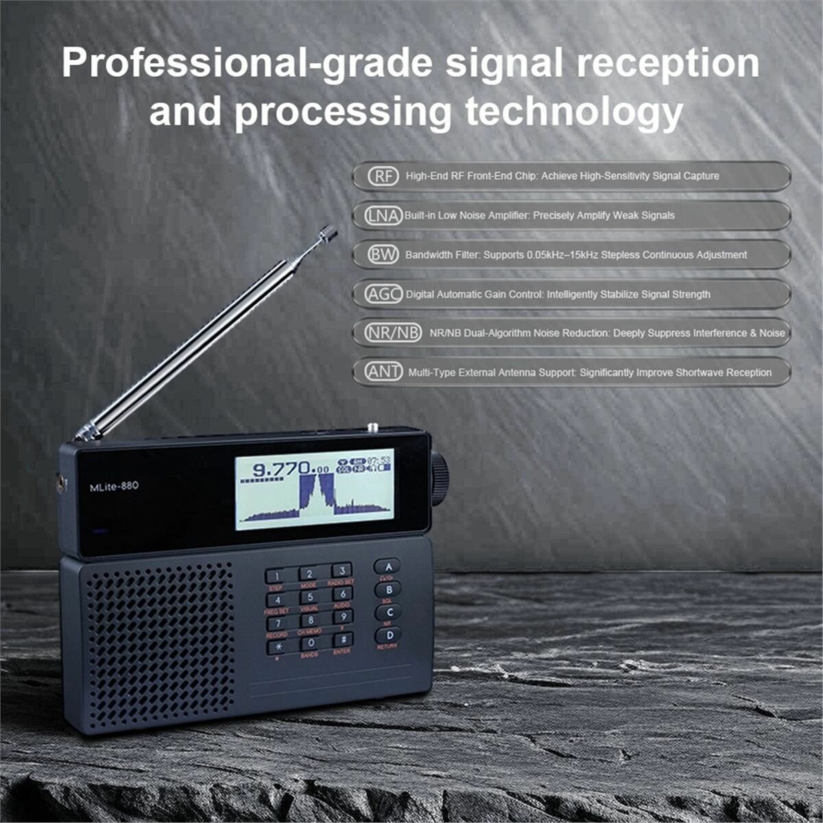 MLite-880 Цифровой Портативный Мини-Радиоприемник AM FM RDS