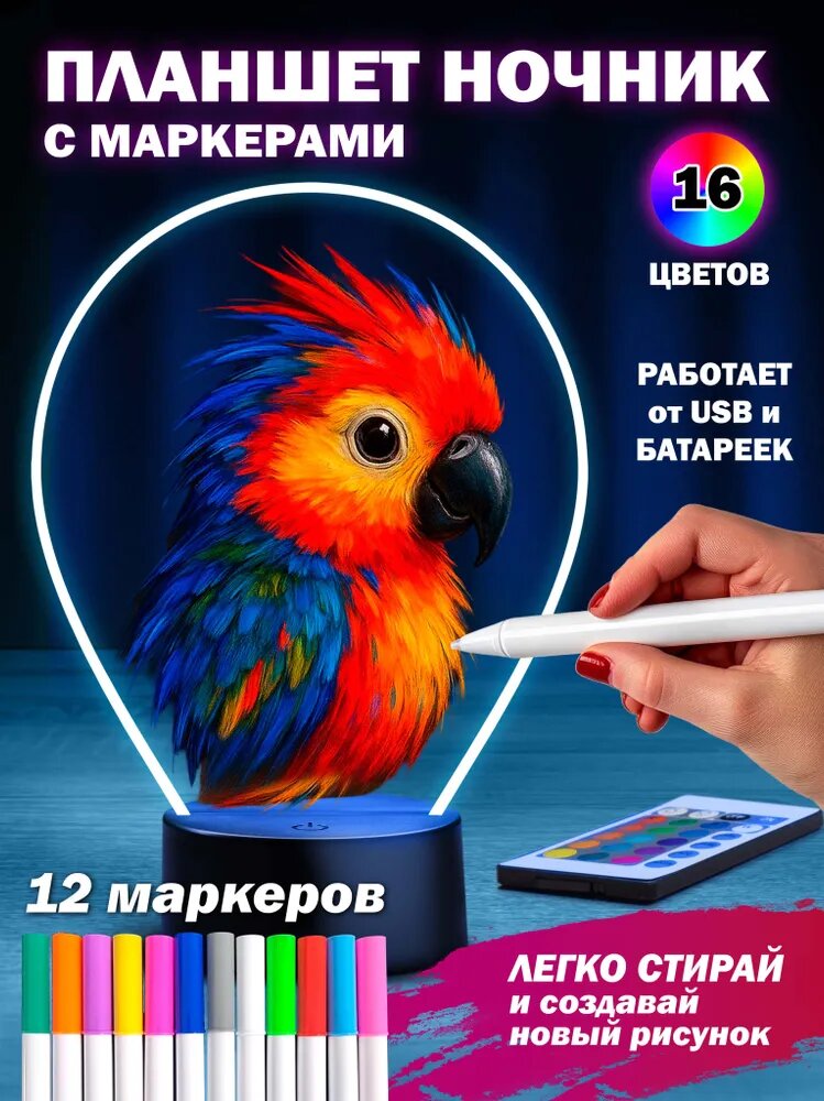 Ночник с маркерами, подарок дочке, сыну, внучке на выпускной