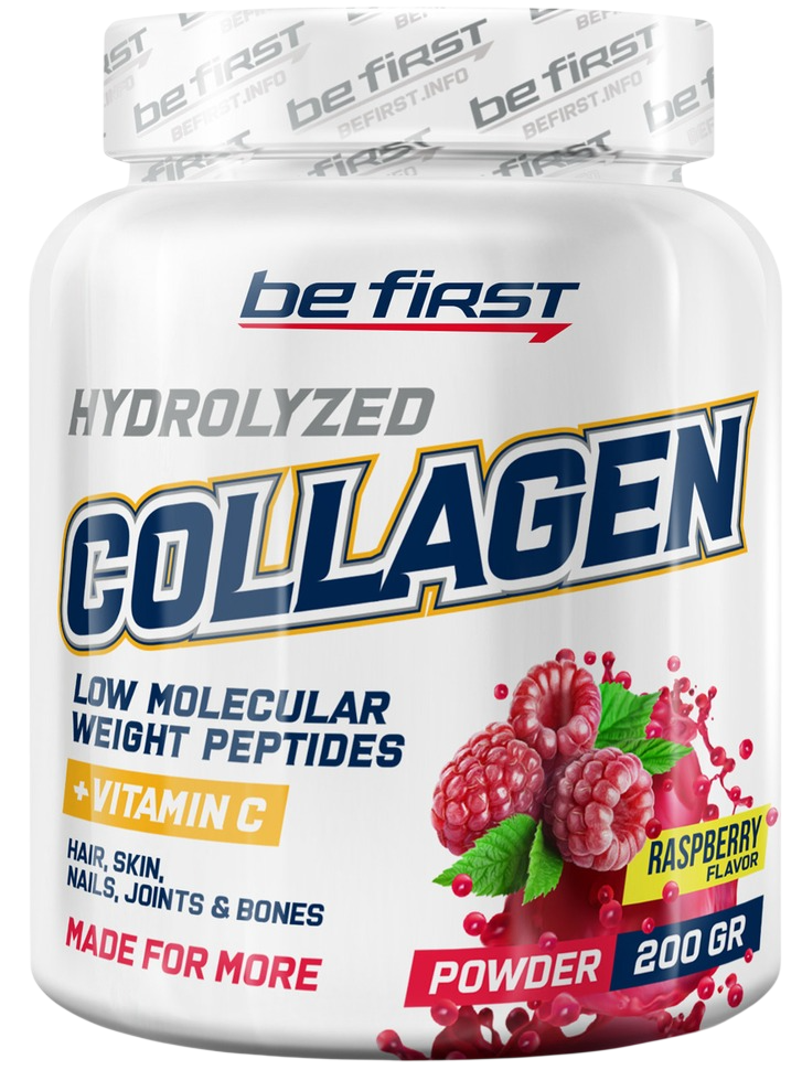 Коллаген 1,2,3 тип Be First Collagen 5000 mg + vitamin C powder (коллаген с витамином С) 200 г, Малина