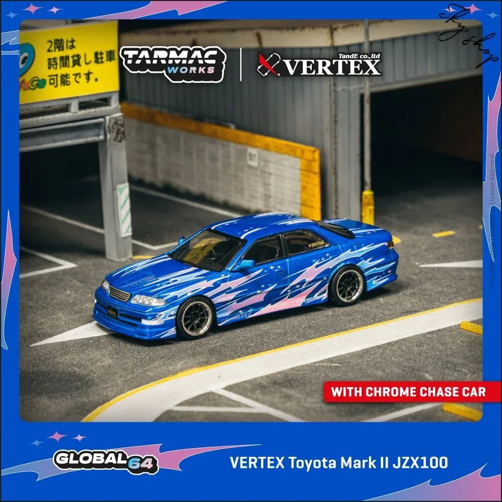 Машинка Tarmac works 1:64 Toyota VERTEX Mark II JZX100 модельки машин металлические