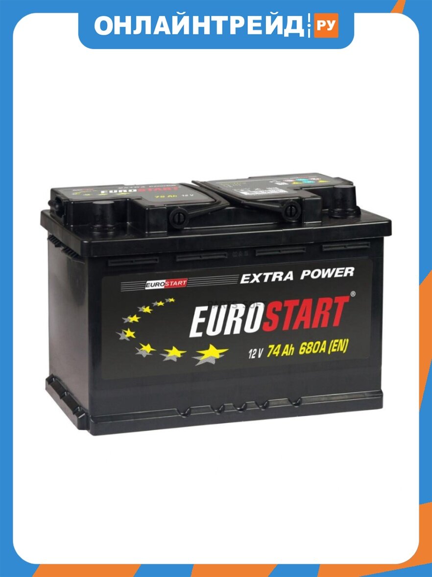 Аккумулятор Eurostart Extra Power, 278x175x175, прямая полярность, 74 Ач