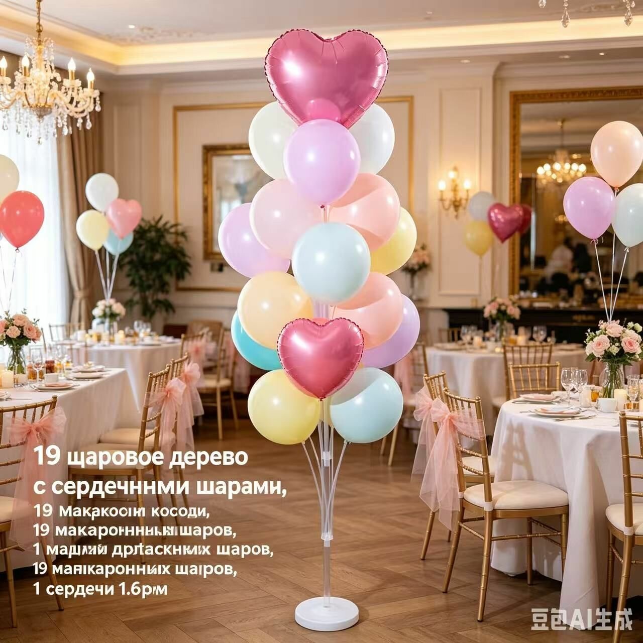 Стойка из шаров многоцветный / фольгированные шары праздничный декор