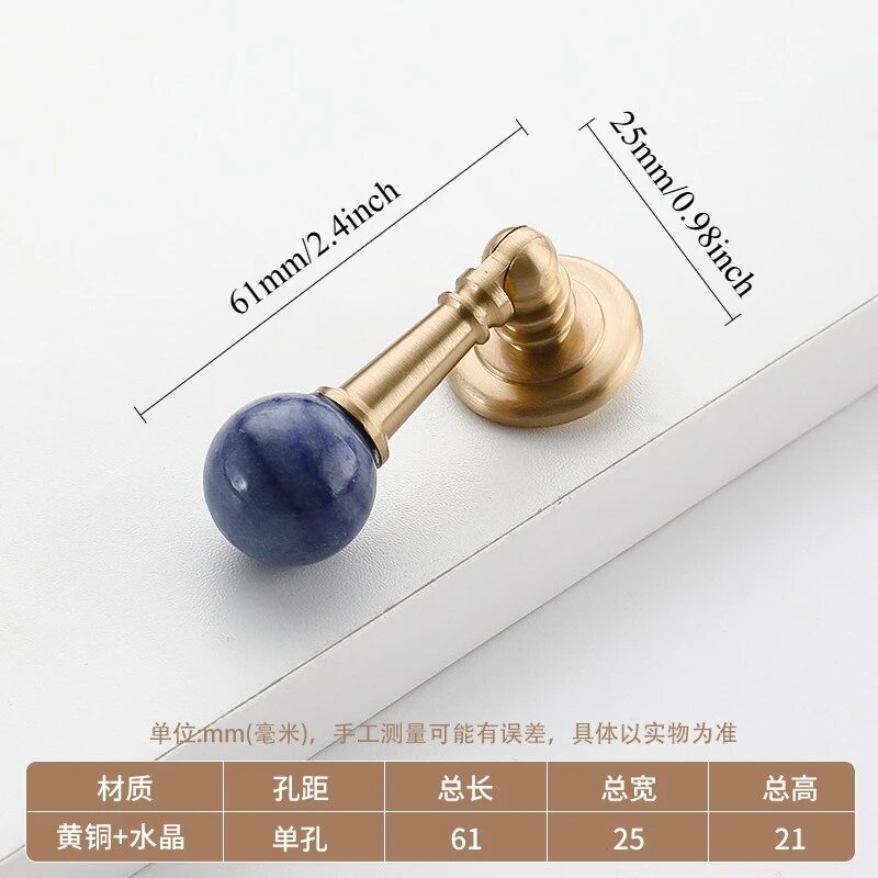 Ручка для шкафа из натурального камня Diana's-Hardware Синий, 616-blue aventurine