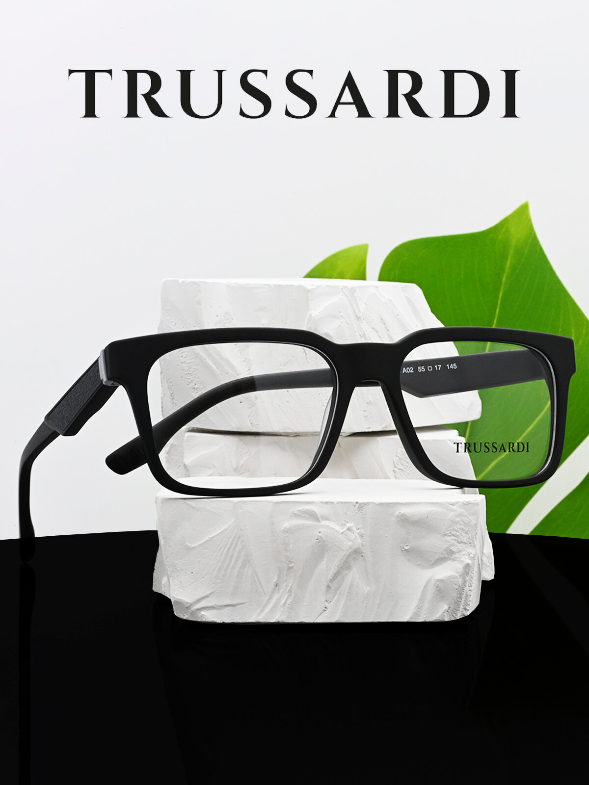 Оправа для очков Trussardi TSM 6138 A02 пол Мужской форма оправы Квадратная цвет оправы Чёрный