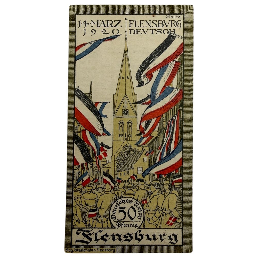 Германия (Веймарская республика) Фленсбург 50 пфеннигов 1921 г. (Красный номер)