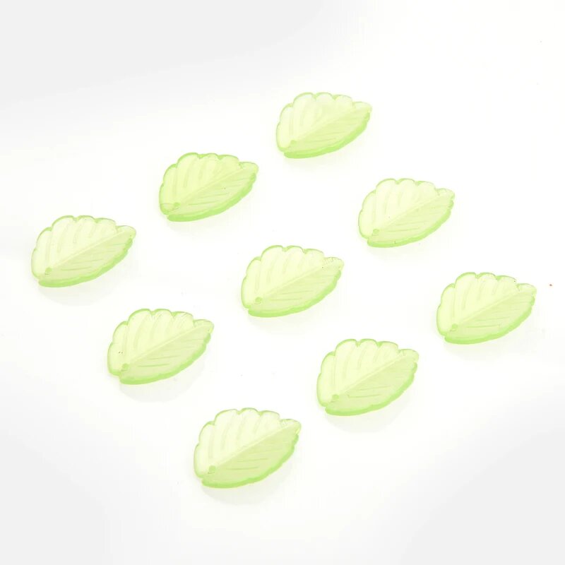 Бусины ZHUBI стеклянные листья 20 шт. Jellry Fruit green