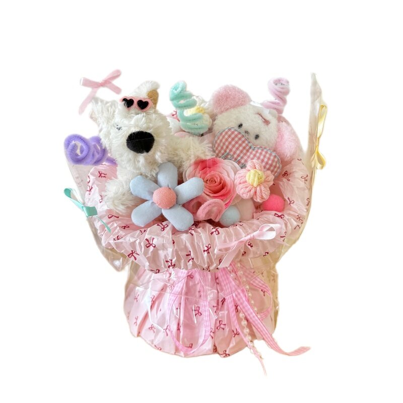 Плюшевая кукла-антистресс унисекс Tak Bebe West Highland Bouquet, 30CM EU, Pink Puppy Bouquet