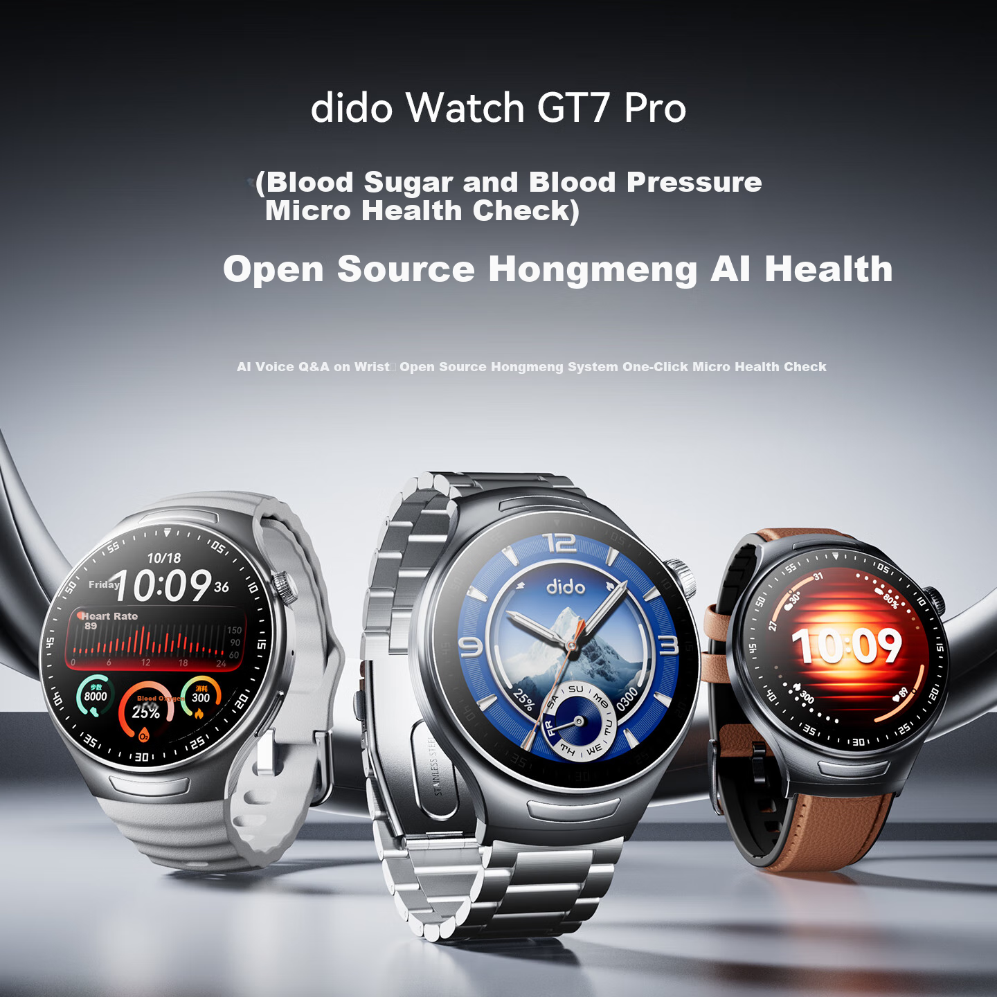 Умные часы Dido GT7S Pro с мониторингом давления и глюкозы, пульса и SpO2, GPS, Bluetooth-звонками, 14-дневным сроком