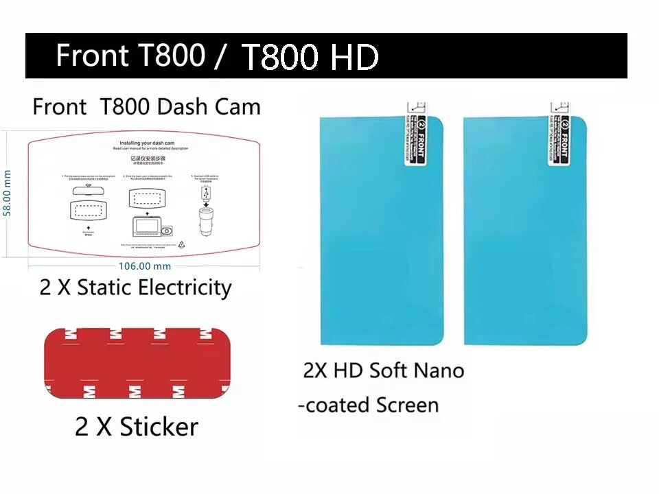2x Защита экрана для 70mai T800 Dash Cam