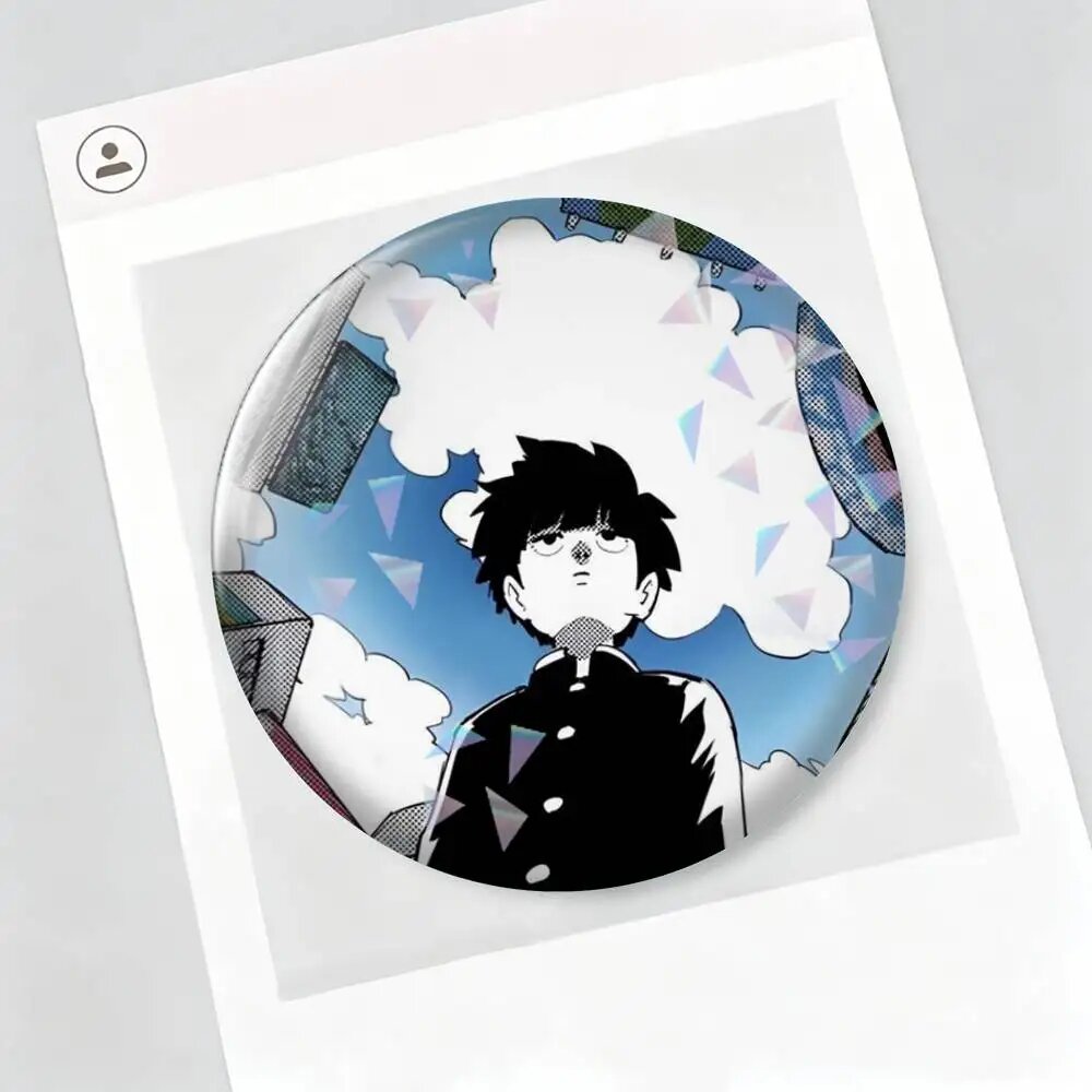 Брошь Mob Psycho 100, металлический значок 75x75 mm, z8