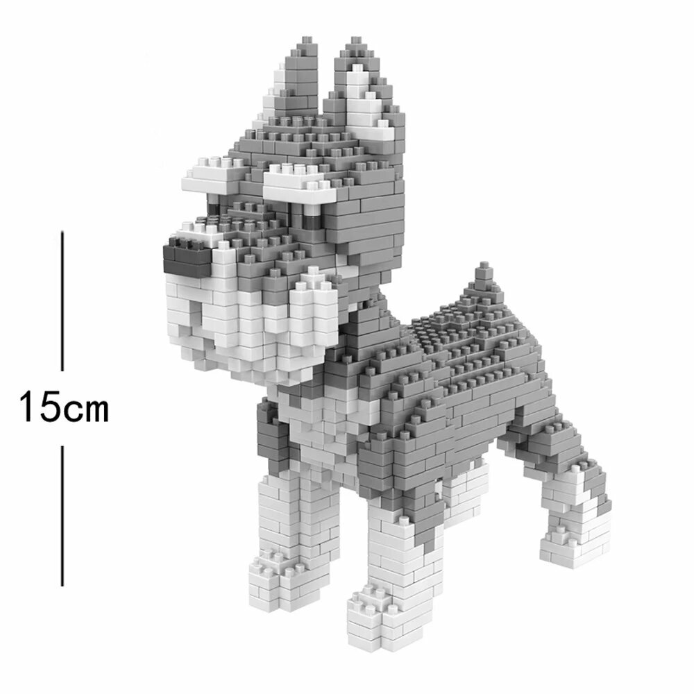 Модель Собаки Шнауцера КNEW BUILT из Микро-блоков Серый, in bag, Medium Schnauzer