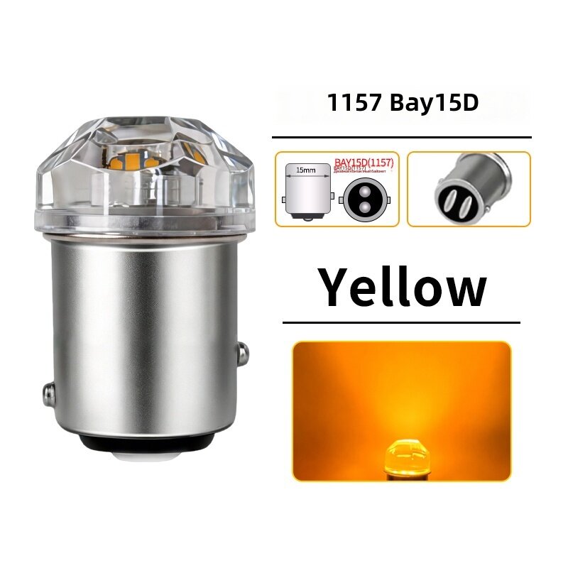 6 желтых LED ламп 1157 Strobe Canbus без ошибок 3030-9SMD сверхяркие DC12V
