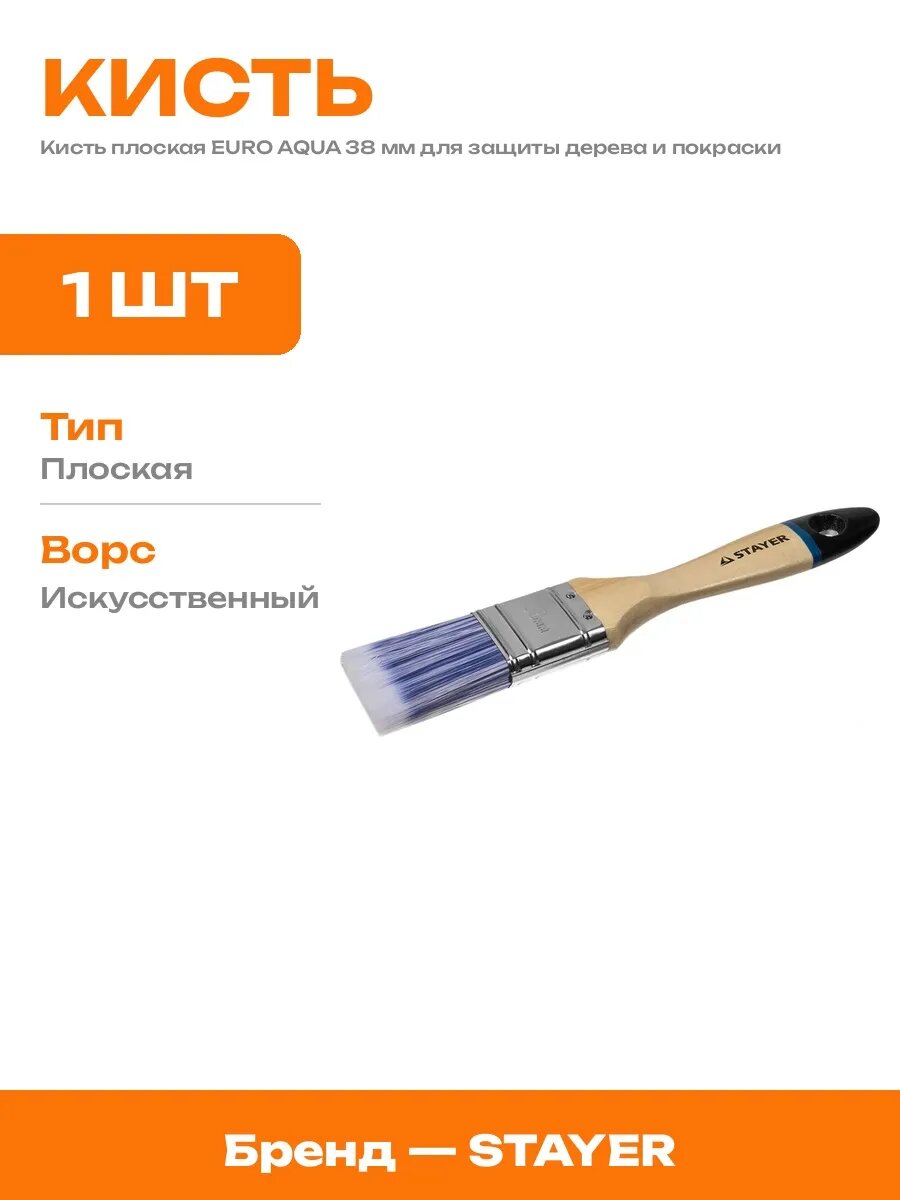 Кисть для акриловых ЛКМ EURO AQUA 38 мм металлическая обойма