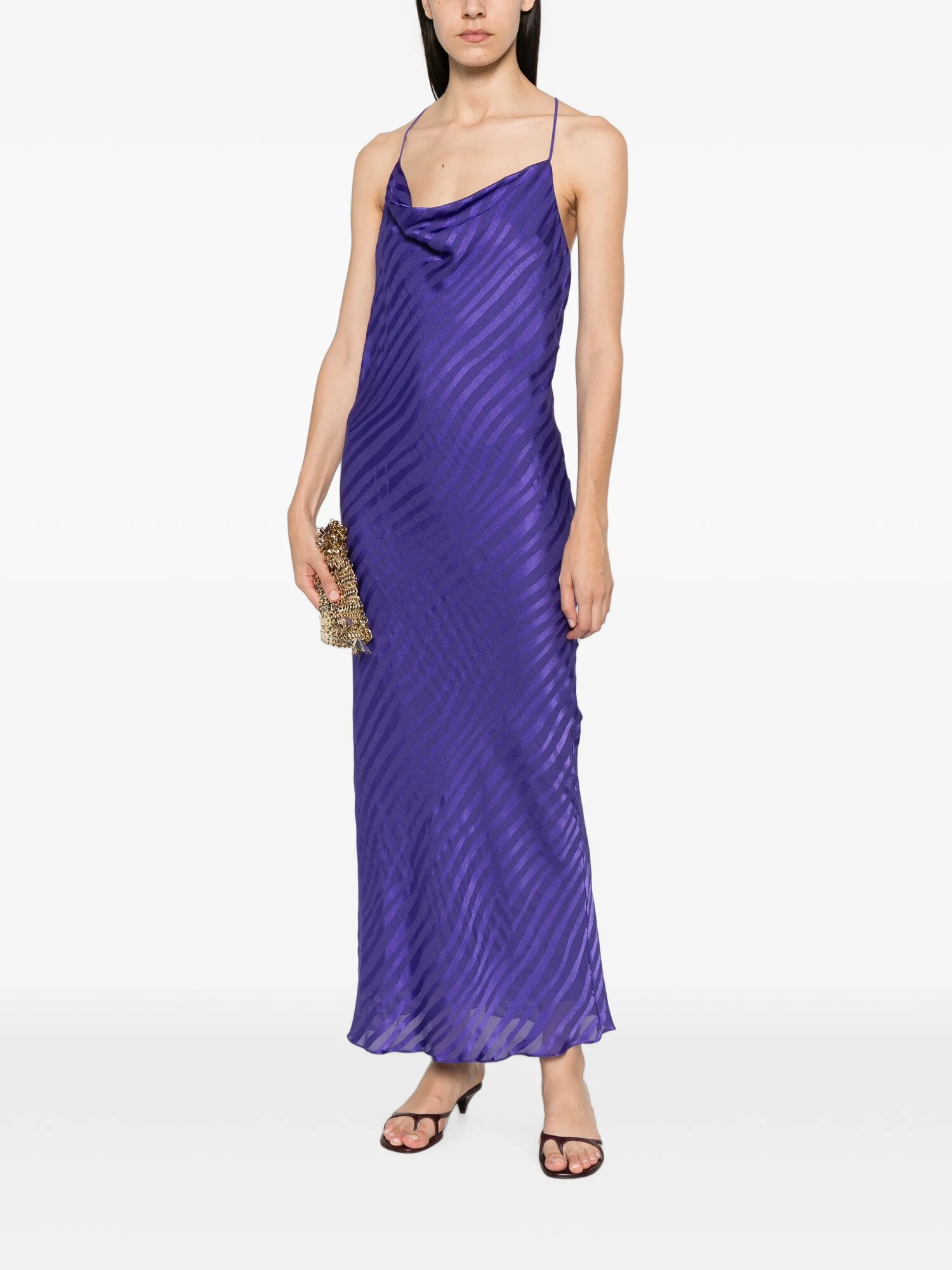 Платье PATRIZIA PEPE Dévoré-stripe slip dress, размер 46 — фото 1