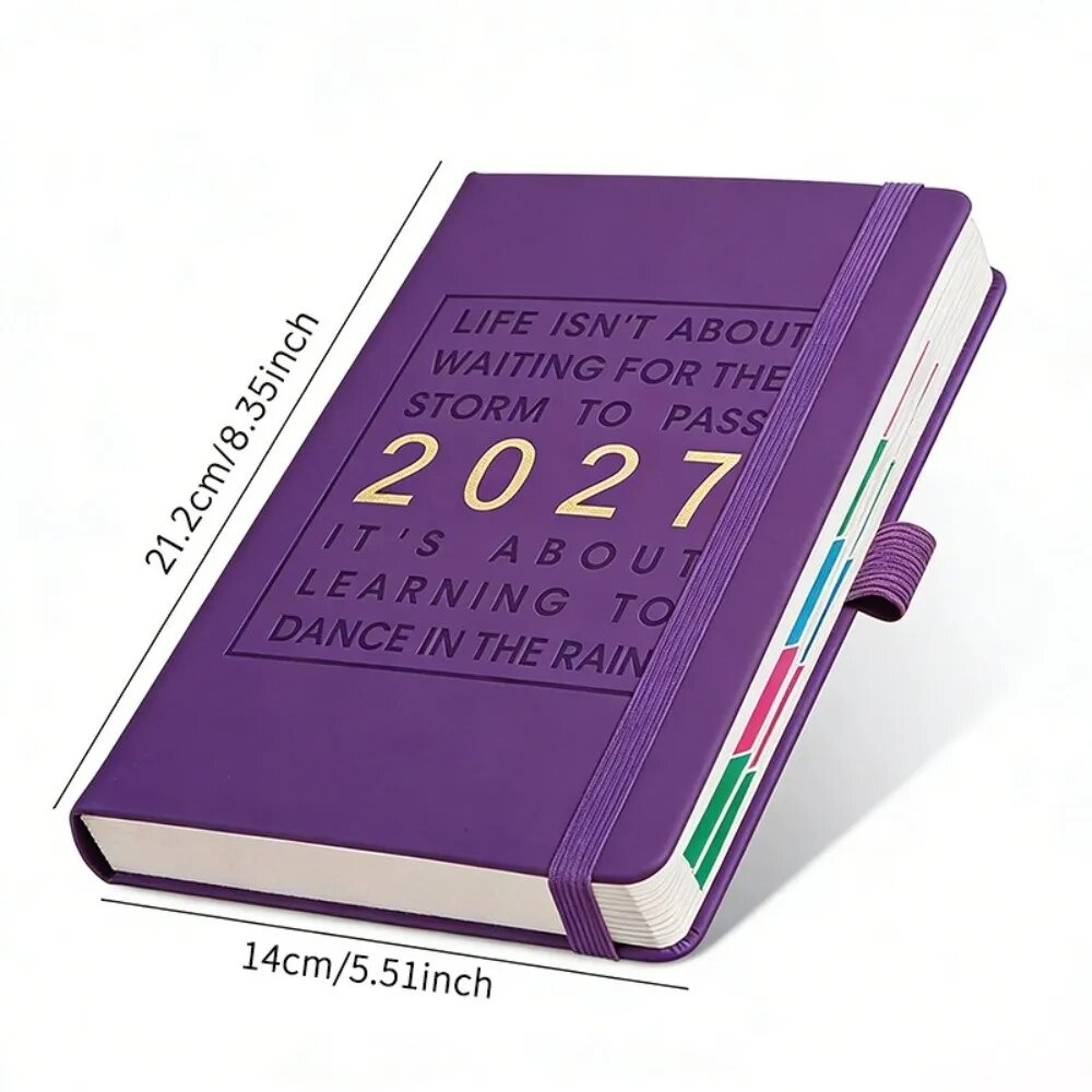 Ежедневник A5 2027 English PU+Paper Фиолетовый, Фиолетовый, Purple