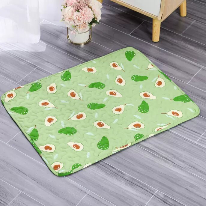 Зеленый коврик с авокадо, мягкий, нескользящий, размер 90x70см, подходит для животных до 50 фунтов