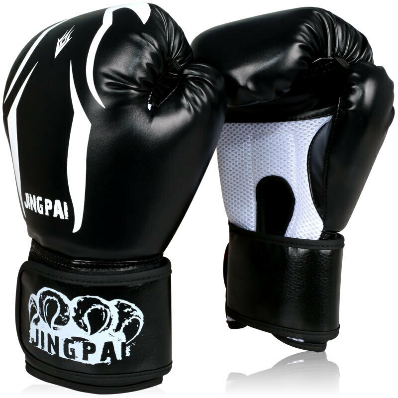 Jingpai Adult Boxing Gloves, Sanda Fighting Gloves, Punching Bag Gloves, Muay Thai Training Gloves, Black