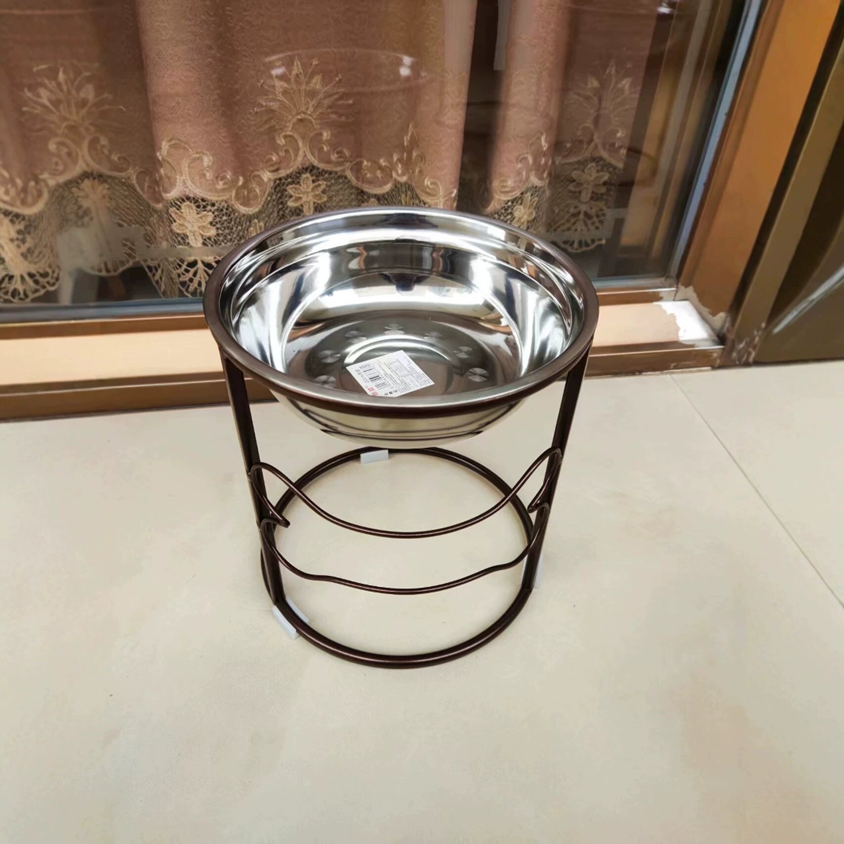Стойка для кормушки с нержавеющей чашкой, медного оттенка, 25x28 см для собак 75-110 фунтов