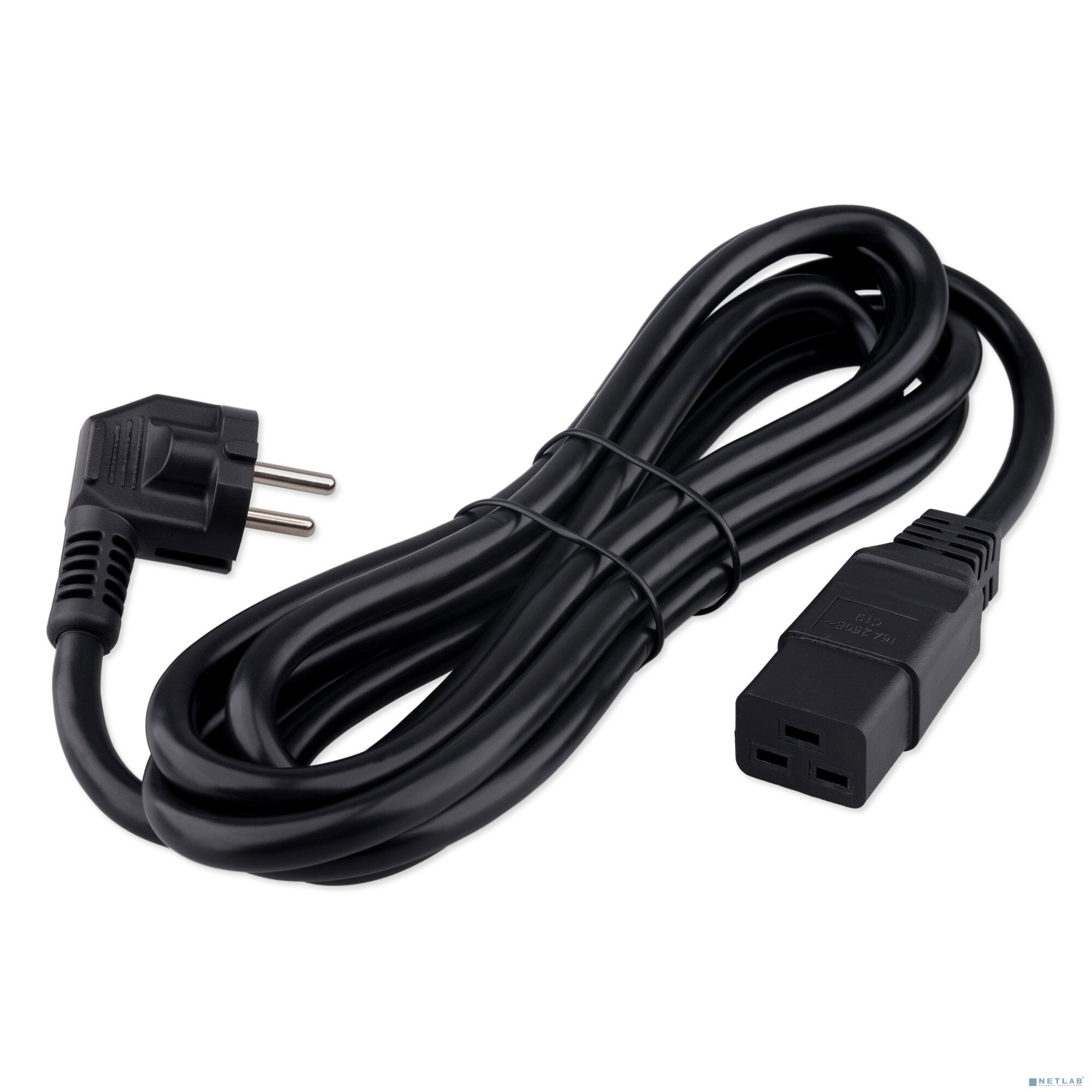 Кабель питания Cablexpert (RU) Schuko-C19, 3x2.5мм2, 16A, с заземлением, медь, 3м, черный, пак (PC-S22-C19-2.5-3M)